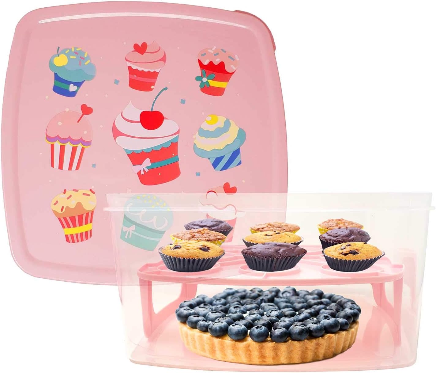 Amazon.com | LavoHome Cake & Cupcake Carrier/Storage Container Holds up ...