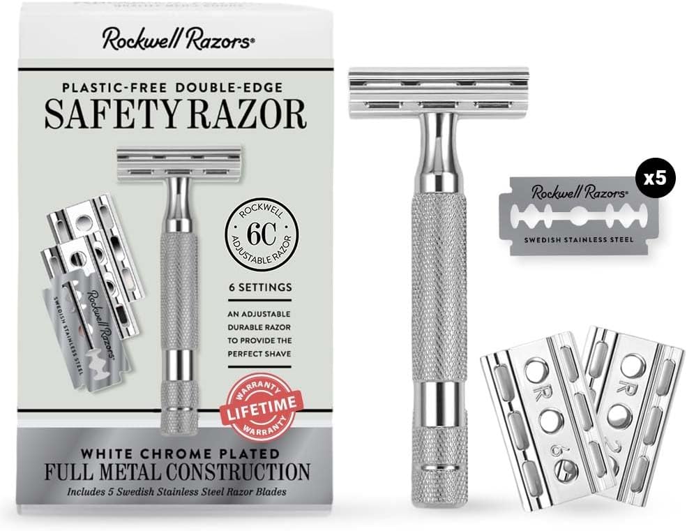 Rockwell Razors 6C Double-Edge Safety Razor in White Chrome Finish. 6 ...