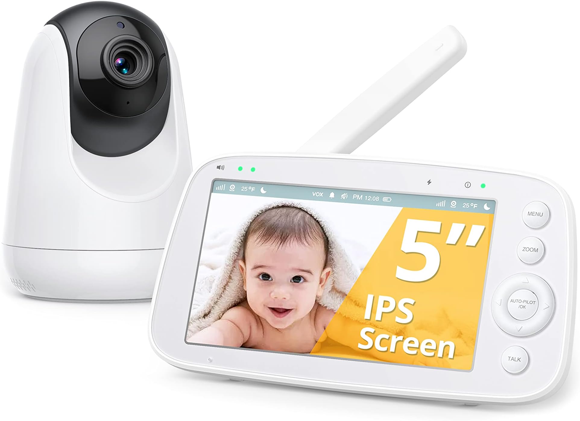 Amazon.com: Video Baby Monitor, 5” Split Screen Video Baby Camera with ...