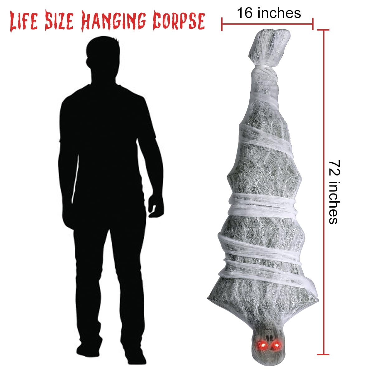 Snapklik.com : Halloween Decorations, 72 Inch Hanging Cocoon Corpse Props