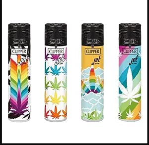 4 x Clipper Lighters Set, Assorted Designs, Gas Lighter Refillable You ...