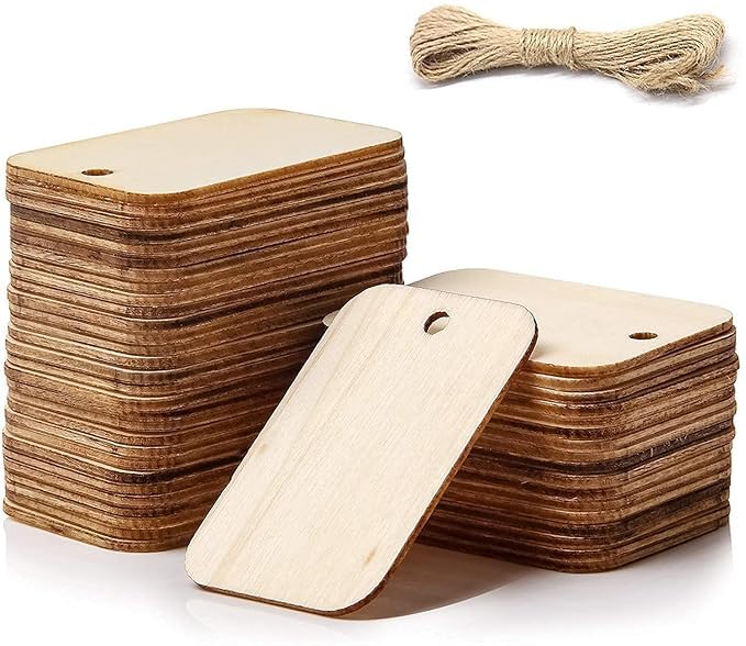 Pack of 50 pcs Unfinished Wooden 1.34 Inch x 2 Inch Rectangle Cutouts ...
