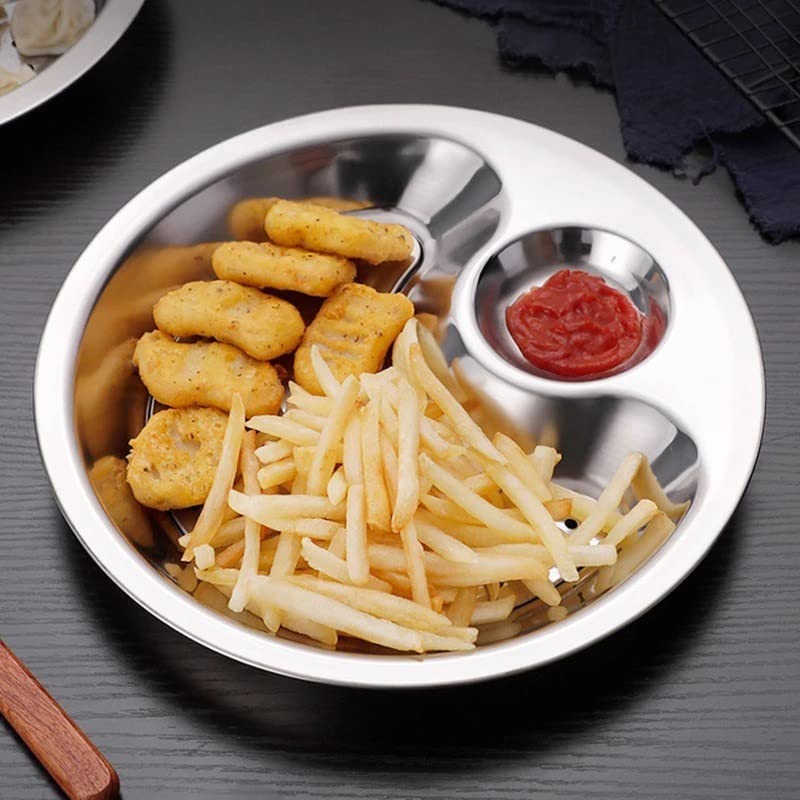 Buy Zyronex Stainless Steel Dumpling Plate with Dipping Sauce Double ...