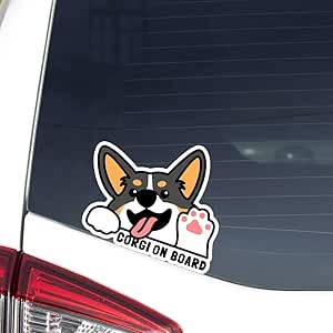 Amazon.com - Tricolor Corgi On Board Car Decal Sticker Peeking Black ...