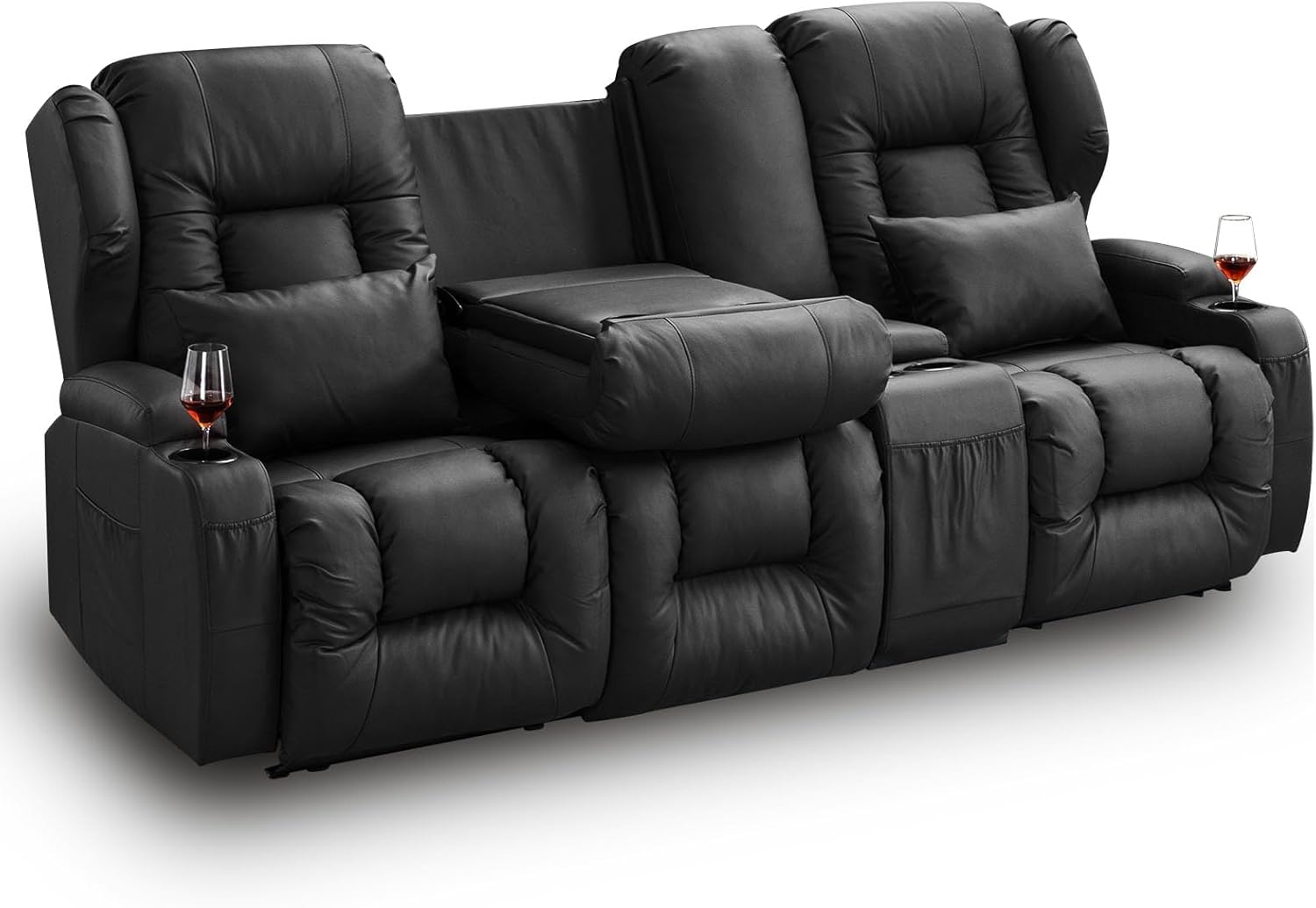 Amazon.com: IPKIG 88" Reclining Sofa, PU Leather 3 Seater Dual Recliner ...