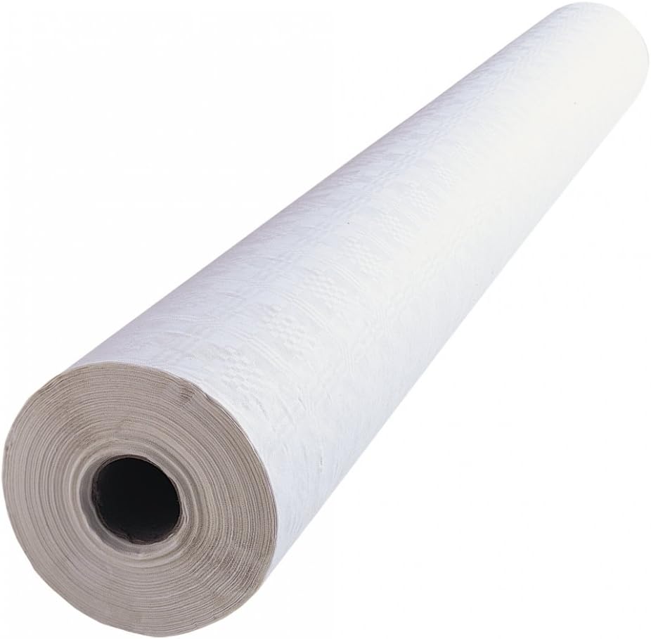 100m WHITE DAMASK PAPER BANQUETING ROLL - 100m x 118cm paper table ...