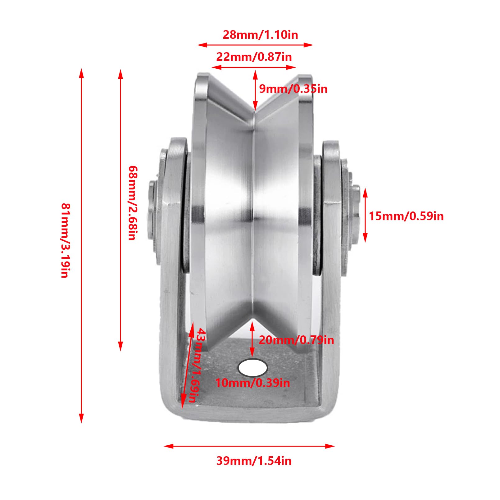 Snapklik.com : 2pcs V Groove Wheel Stainless Steel Heavy Duty Wire Rope ...