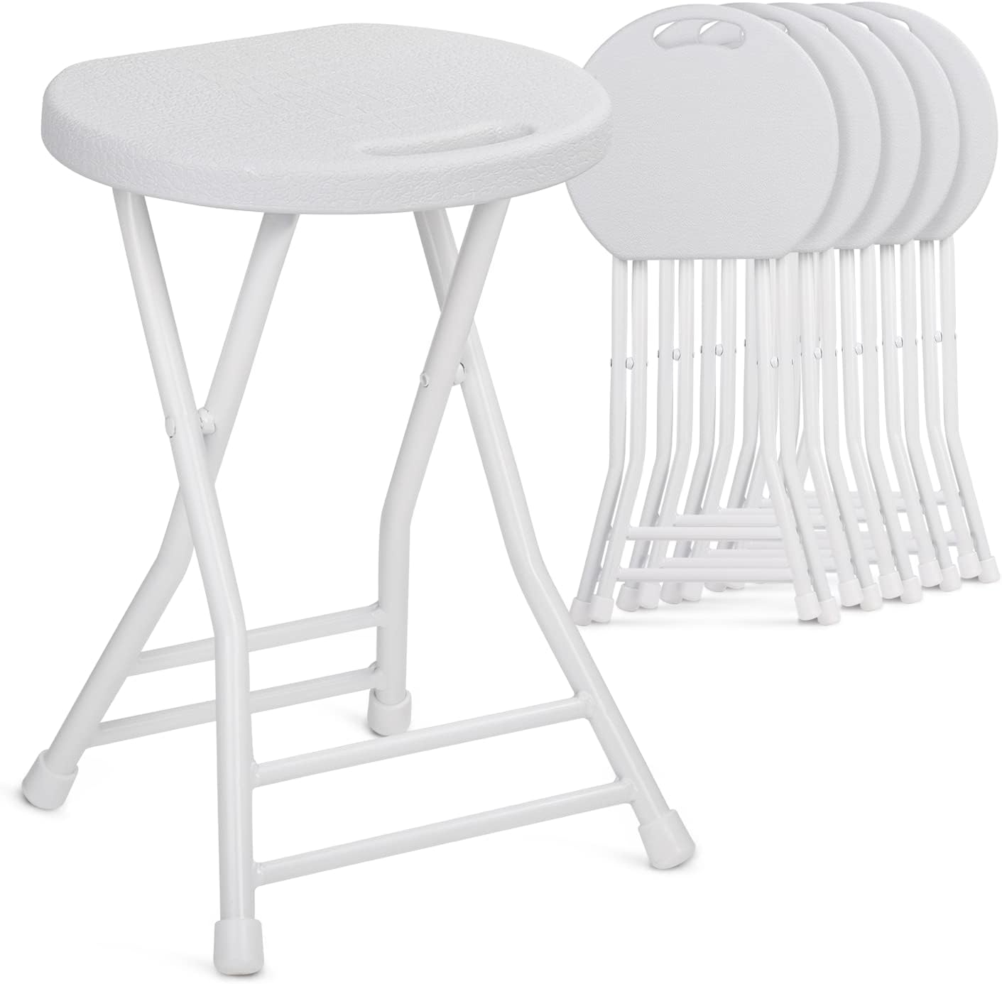 Round Plastic Collapsible Stools with Handle, MoNiBloom 18 Inch Small ...