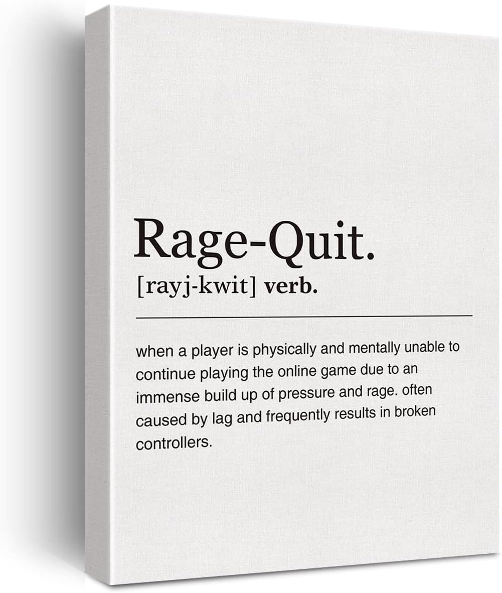 Amazon.com: Gaming Wall Art Decor Rage Quit Definition Canvas Print ...