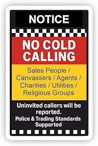 No Cold Callers Self-Adhesive Sticker For Front Door or Window ...