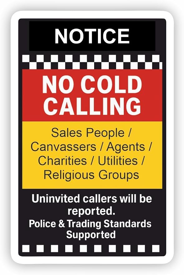 No Cold Callers Self-Adhesive Sticker For Front Door or Window ...