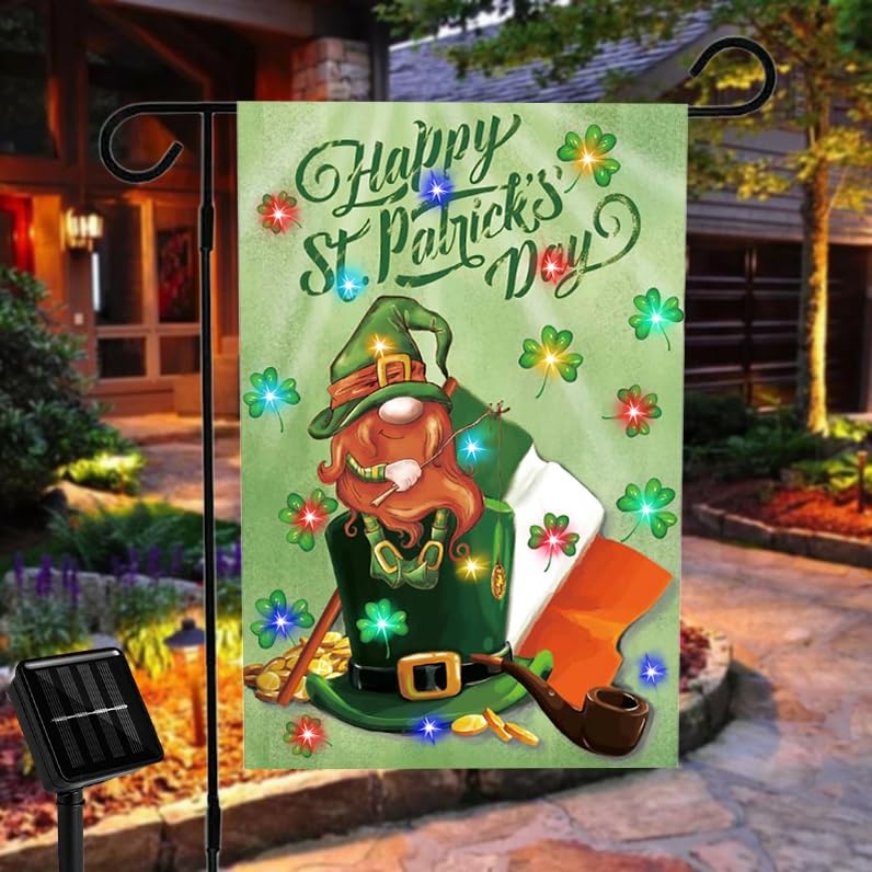 Amazon.com : St Patricks Day Garden Flag,Double Sided Gnome Shamrock ...