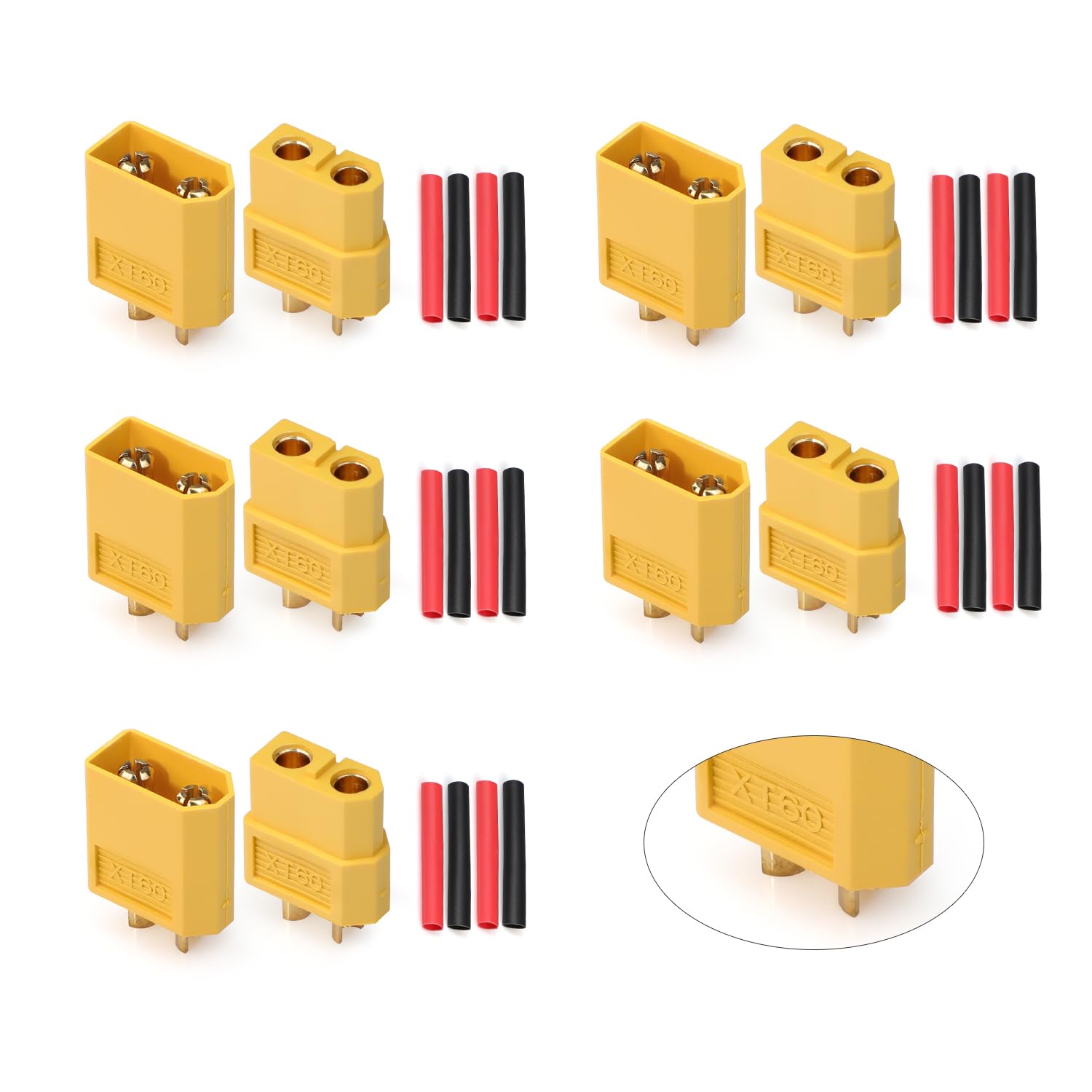 Amazon.com: TMH 5 Pairs XT60 Connector XT-60 Male Female Bullet ...