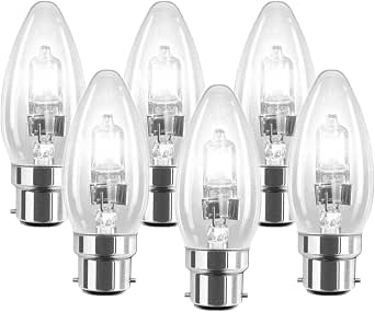 6 Pack 28W BC B22 Clear Candle Light Bulbs, Bayonet Cap, Classic ...
