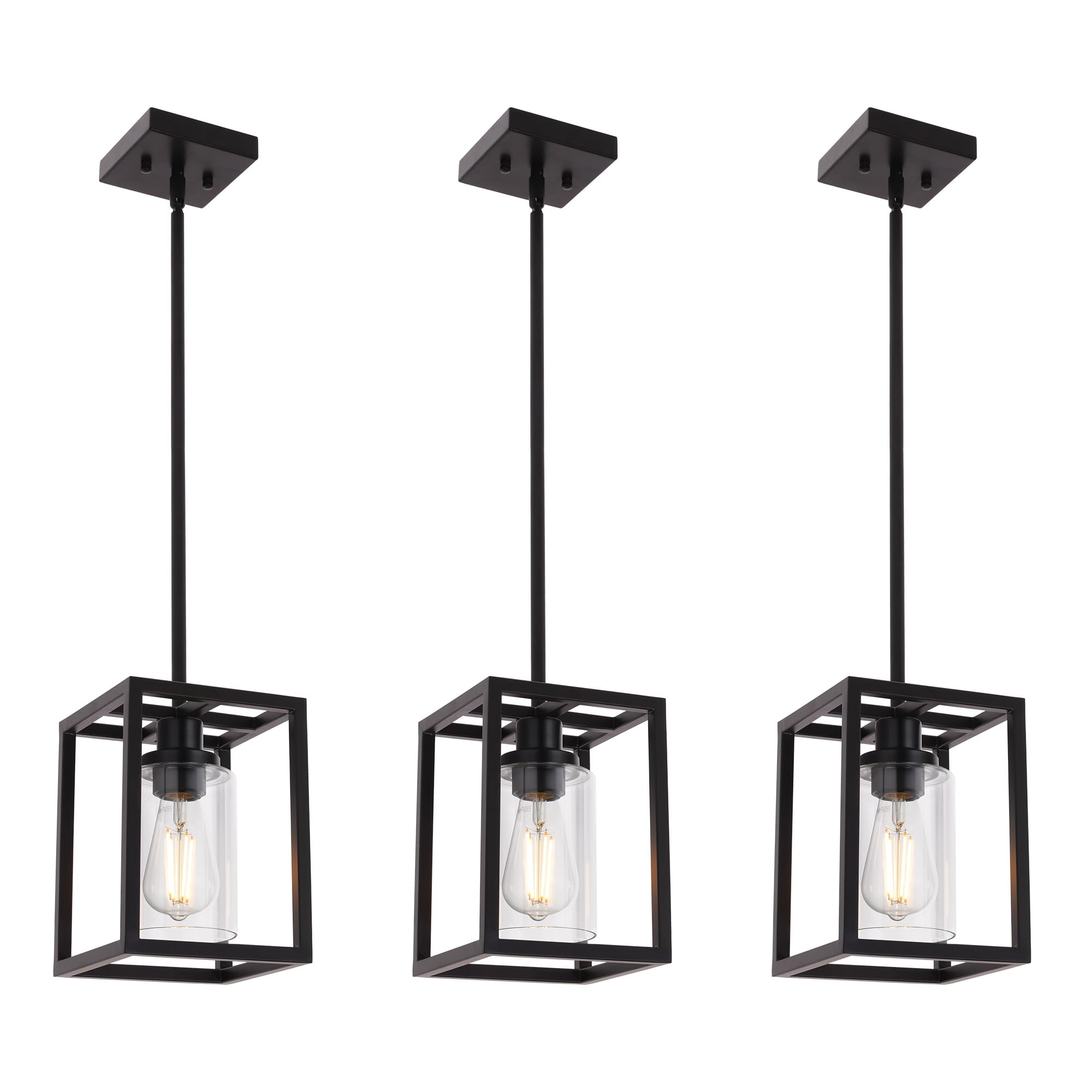 MELUCEE 3-Light Hanging Kitchen Lights Over Island with Clear Glass ...
