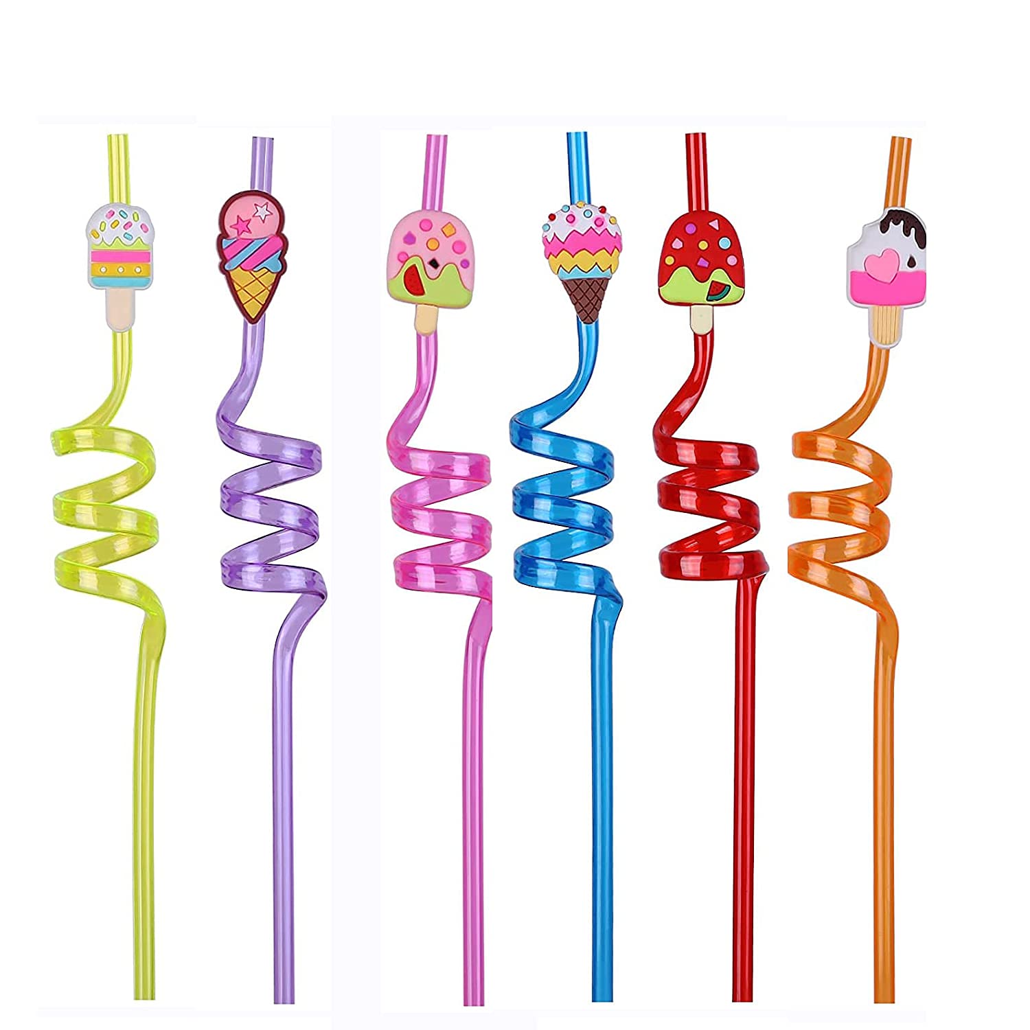 Reusable Ice Cream Straws-Plastic Drinking Straws for Kids Birthday ...