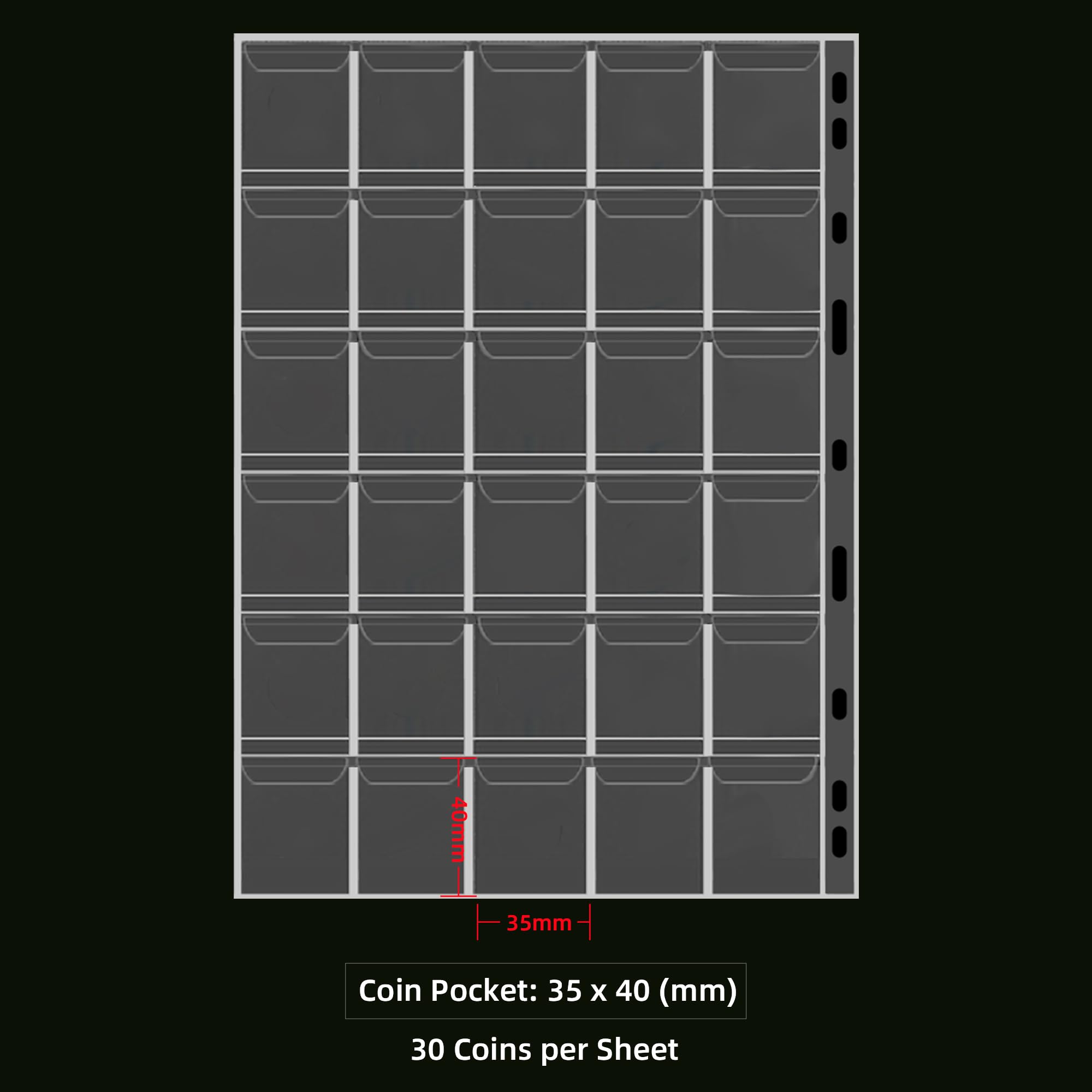 Snapklik.com : 30 Pockets Coin Collection Sleeves,10 Sheets Standard 9 ...