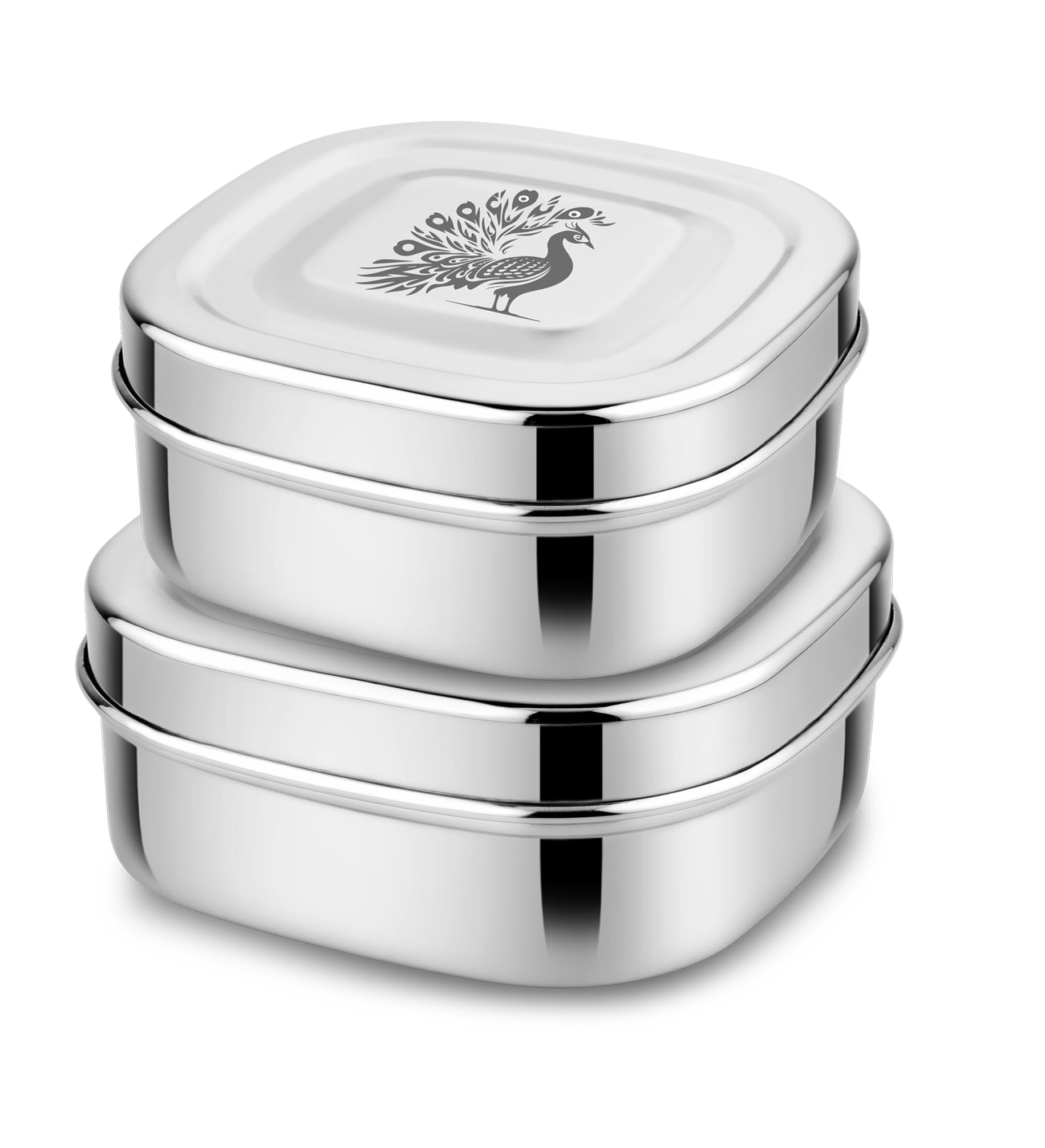 Buy KITCHEN CLUE 304 Grade Steel Containers Set For Kitchen (Set Of 2 ...