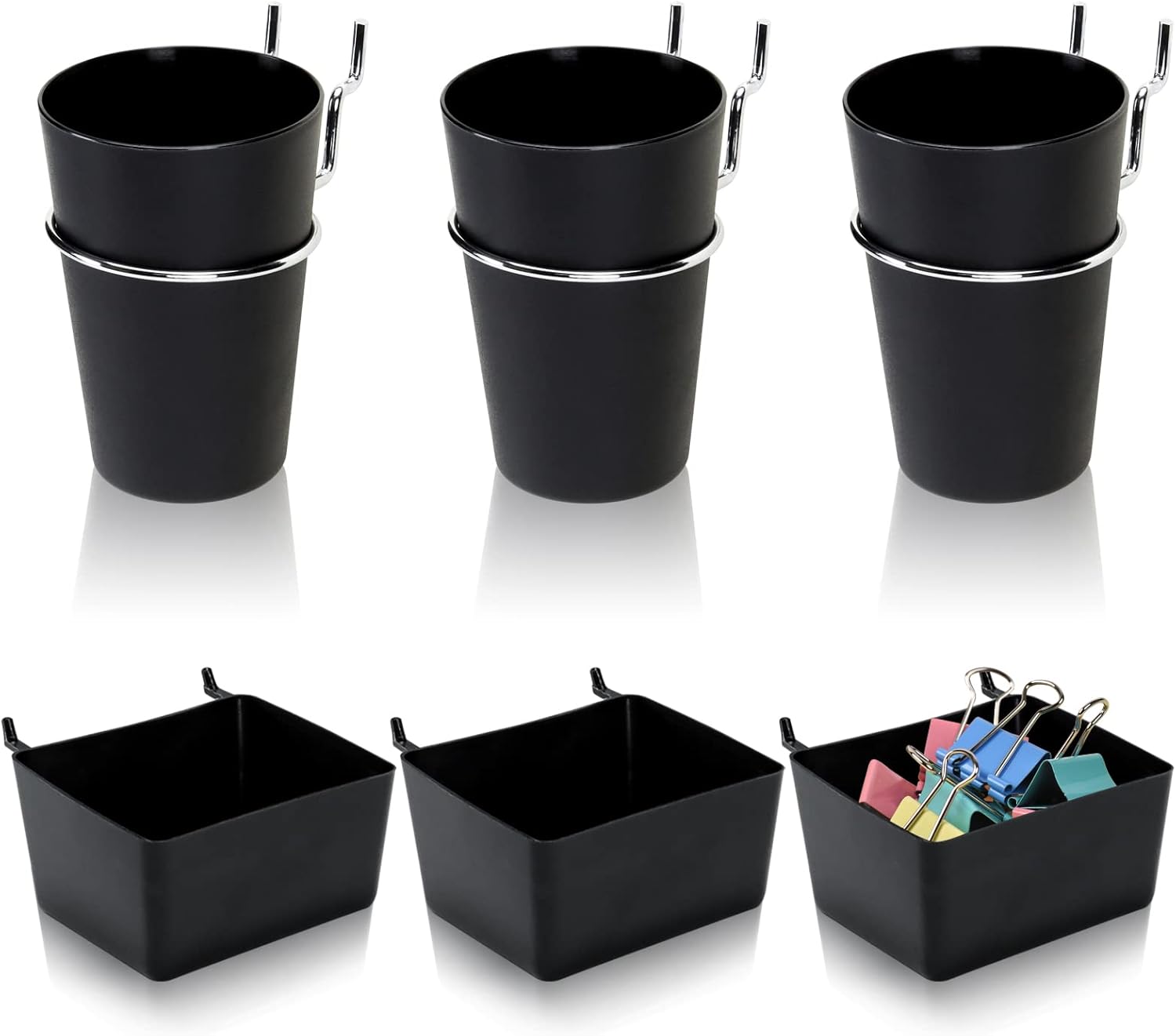Amazon.com: Fansunta 6 Pieces Pegboard Bins PegBoard Cups with Hooks ...