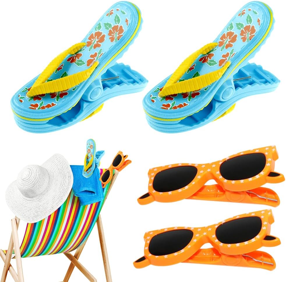 Riisoyu Strandtuch Clips, 4 Stück Beach Handtuch Klammern ...