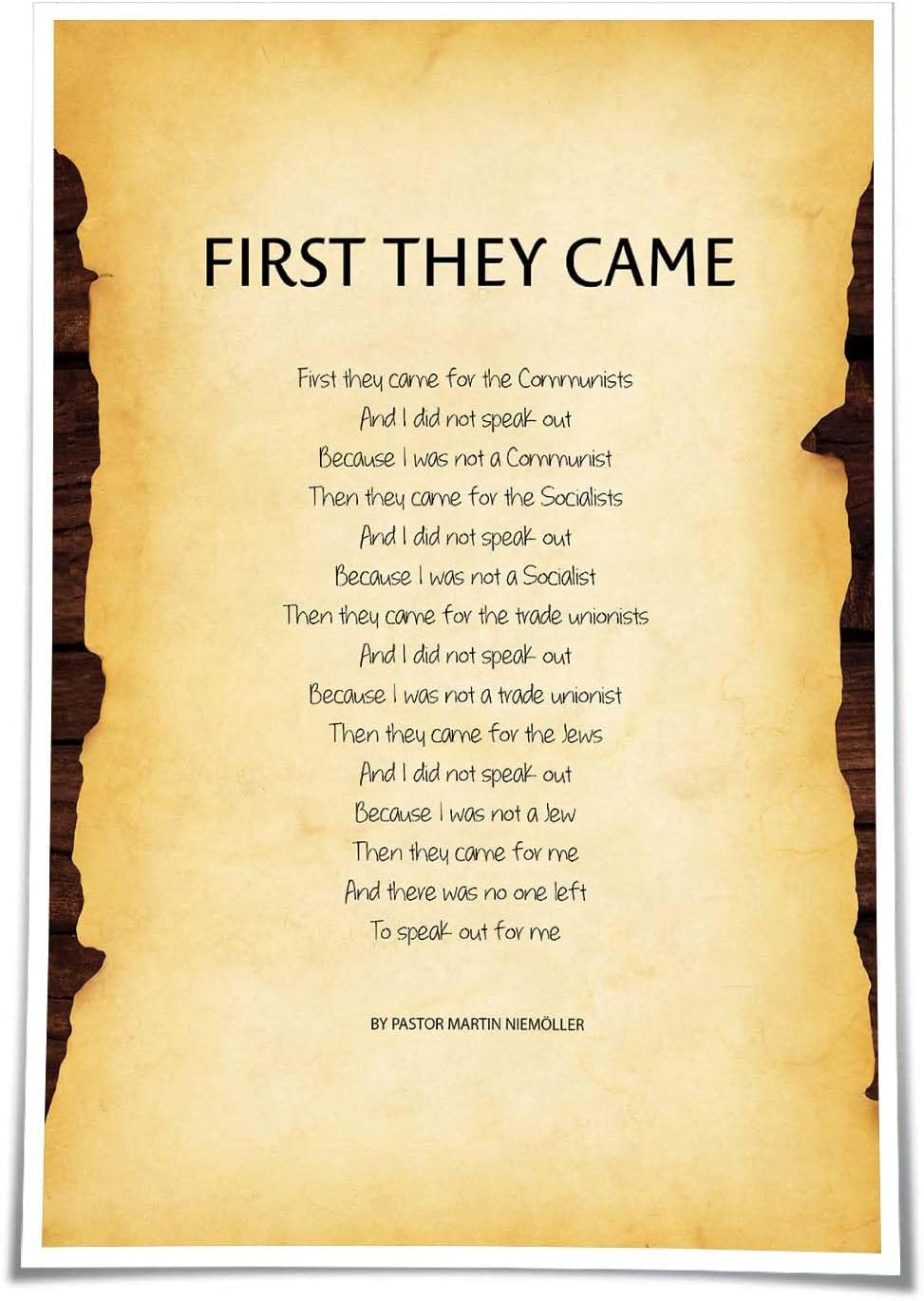 Amazon.com: Peastrog First They Came Poem Wall Art Quotes Wall Art ...