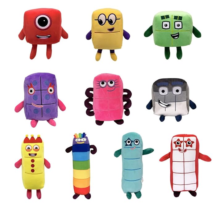 Buy 10 Piece Number Block Plush Toys, Animated Plush Dolls ...