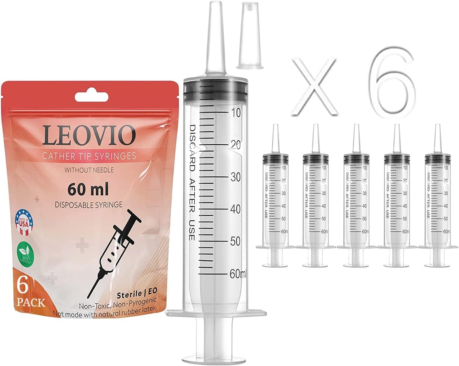 Amazon.com: Easy Glide 60ml / 60cc Catheter Tip Disposable Syringe with ...