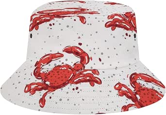 Bucket Hat for Women Men, Red Crabs Texture Packable Sun Hats at Amazon ...