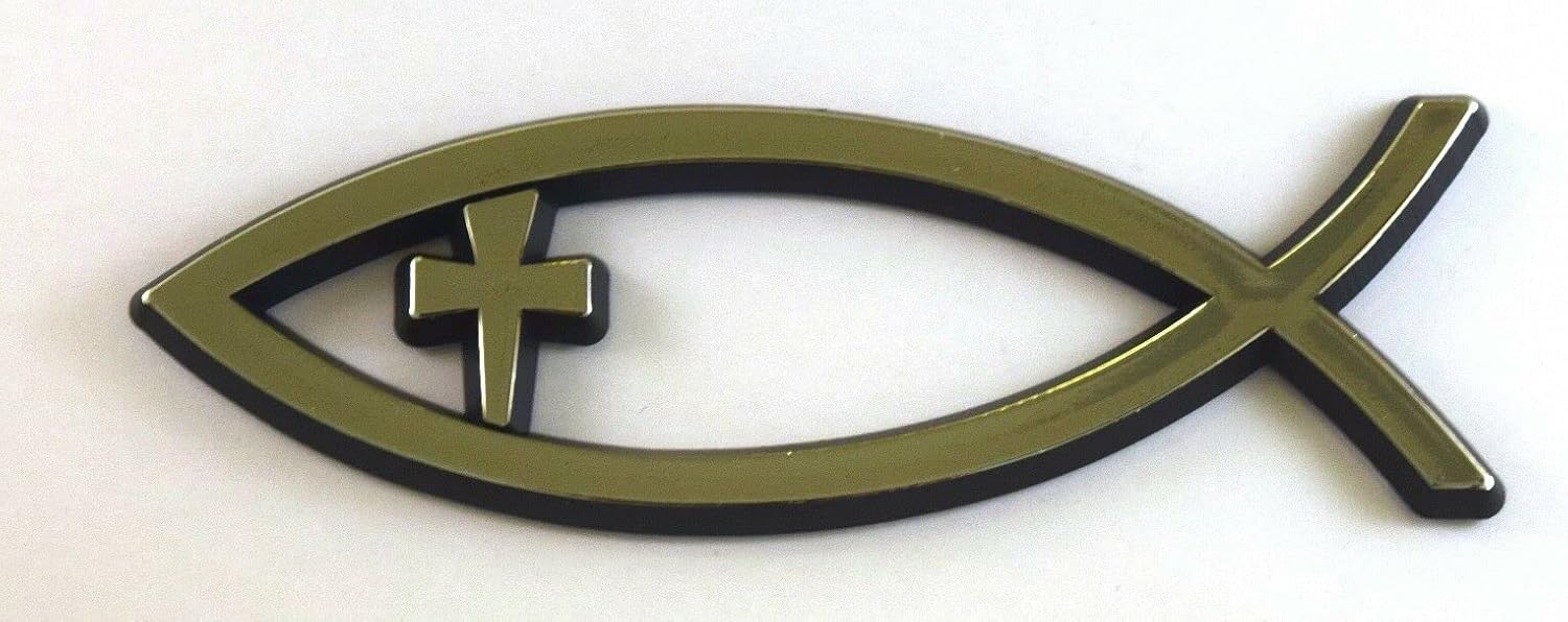 Amazon.com: Auto Emblem Christian fish with cross religious : Automotive