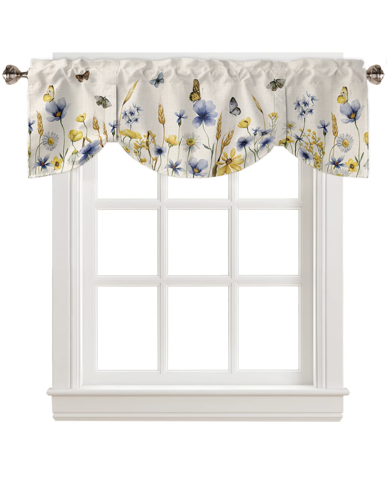 Amazon.com: Butter-fly Leaves Tie Up Valance Curtain for Kitchen Living ...