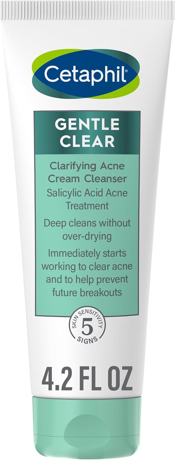 Cetaphil Acne Face Wash, Gentle Clear Clarifying Acne Cream Cleanser with 2% Salicylic Acid ...