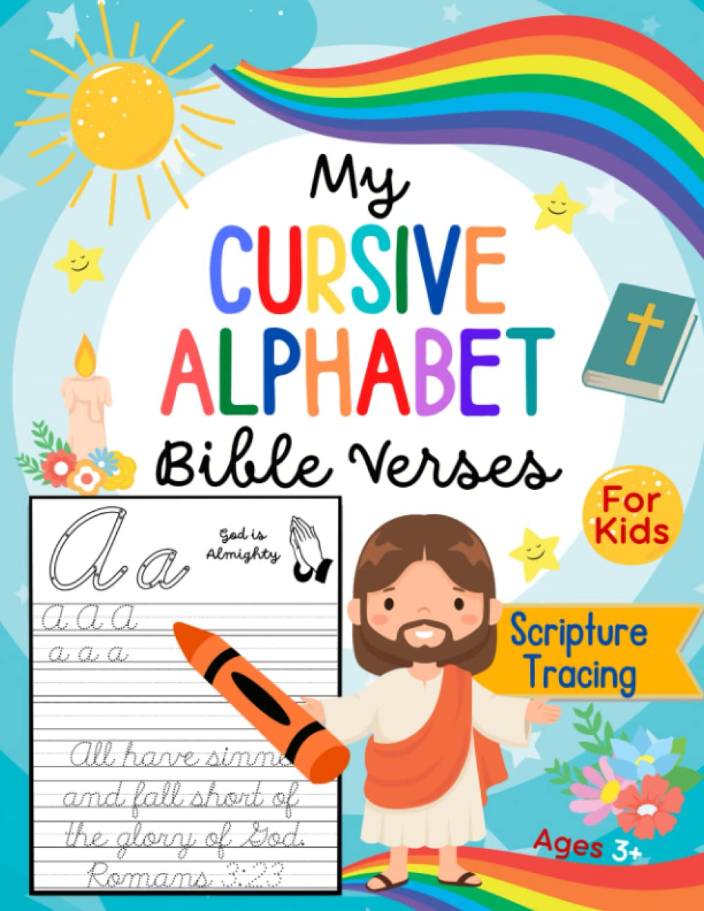 Cursive Alphabet Bible Verses: Cursive Workbook for Kids, Scripture ...