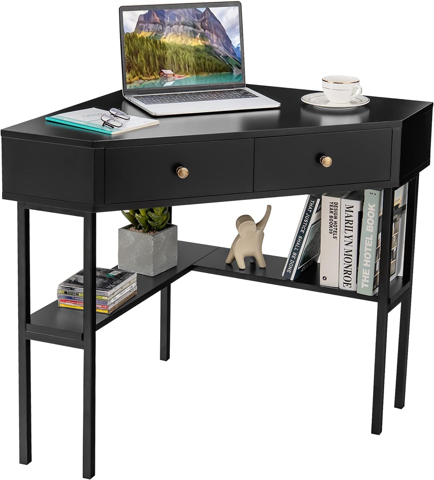 Amazon.com: Tangkula Corner Desk, 90 Degrees Triangle Computer Desk for ...