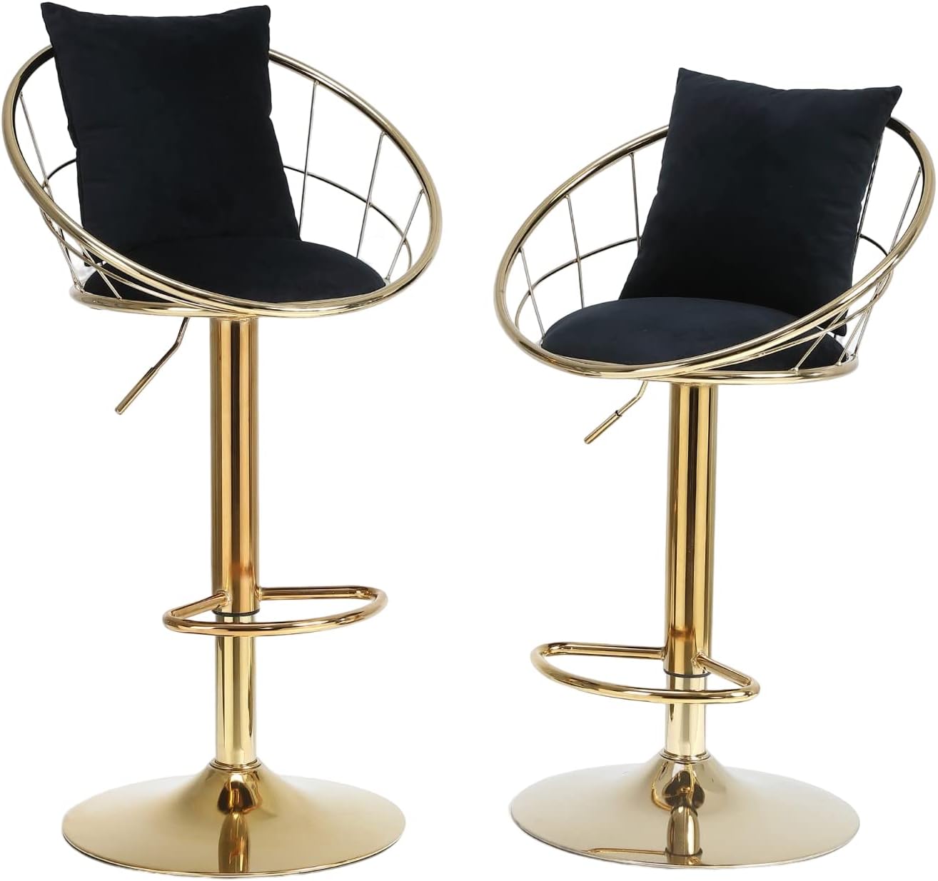 Amazon.com: Gold Bar Stools, Velvet Swivel Bar Stools Set of 2 with ...