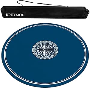 Amazon.com: Blue Round Mahjong Mat with Carrying Bag, Anti Slip Noise ...