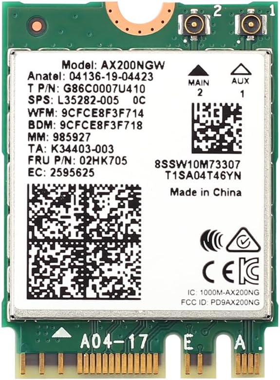 Amazon.com: Intel AX201NGW Wi-Fi 6 AX201 Wireless Card - Bluetooth 5.1 ...
