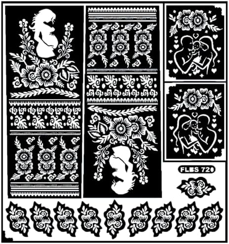 SHIFA HENNA Mehendi Stencil Pack |Reusable Baby Shower Henna Art ...