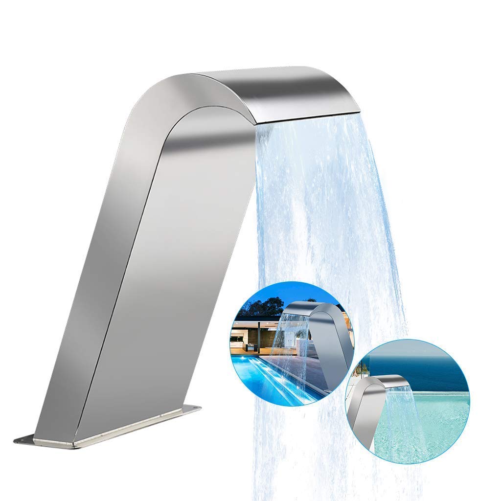 Buy Stainless Steel Pool Fountain, 9.8 x 4.1 inches Waterfall Pool ...
