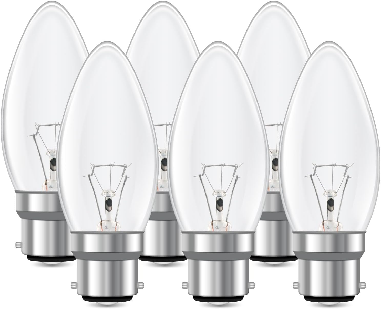 B22 Bayonet Clear Candle Light Bulb, C35 Candle Bulb, Dimmable Warm ...