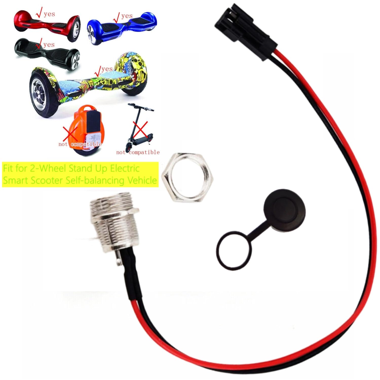 Electric Scooter Charging Port 6-Pack Connectors - 3 Pin 2 Wire Plug ...