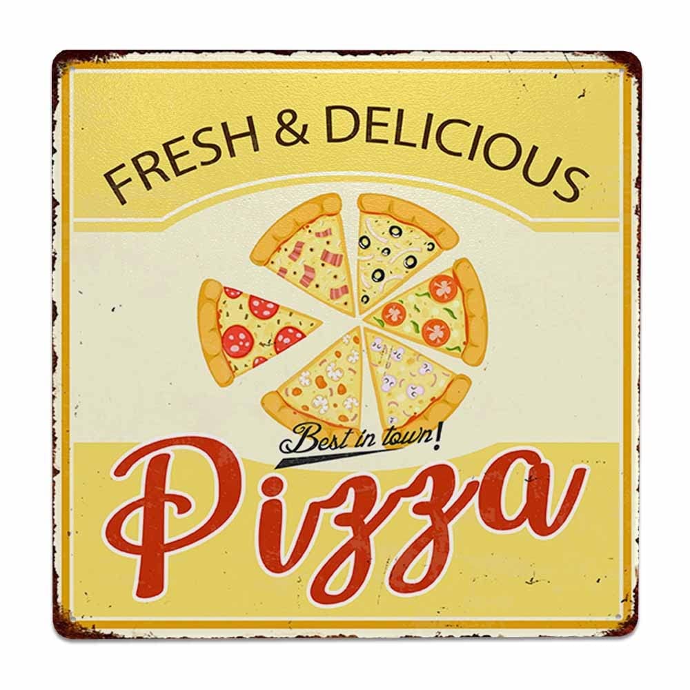 Amazon.com: SCAZOMV Pizza Tin Signs Funny Food Poster Vintage Metal ...