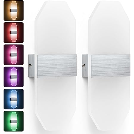 Amazon.com: Wall Lamps Set of Two, Plug in Wall Lights RGB LED Lighting ...
