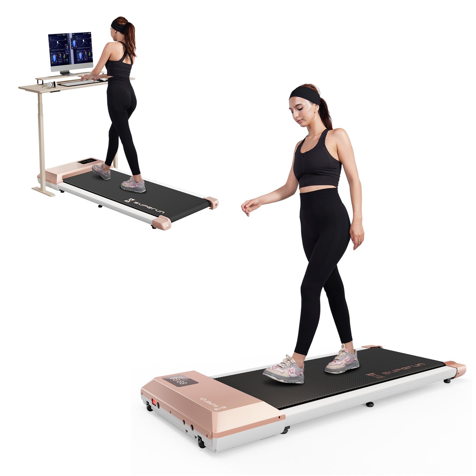 Walking Pad Treadmill Under Desk, Pink Walking Pad for Home and Office ...