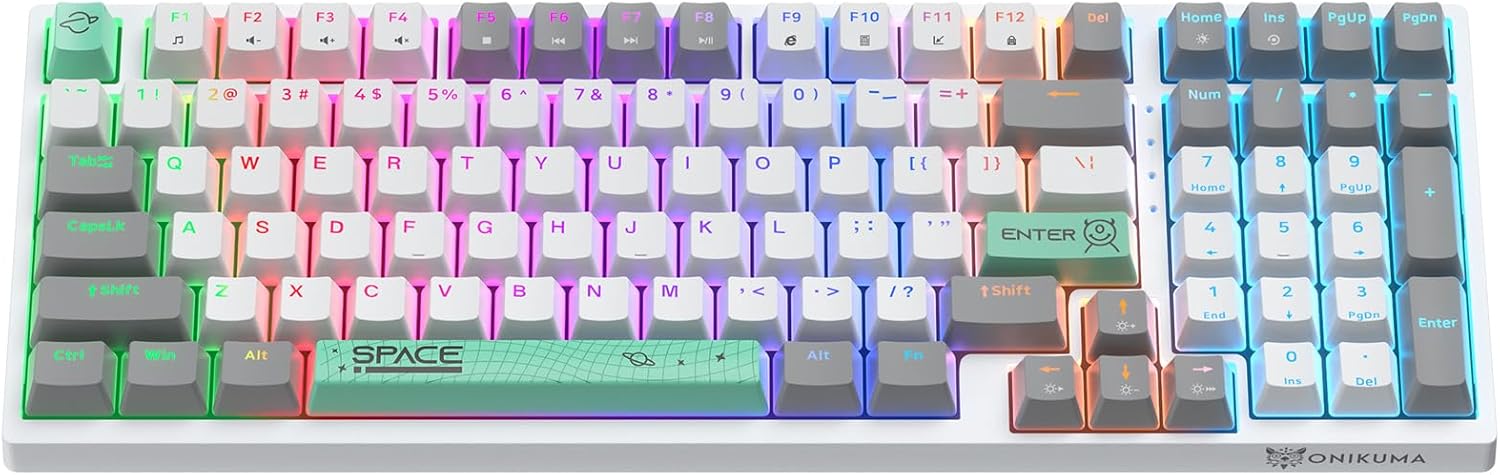 Amazon.com: ONIKUMA GAMING 80% Mechanical Gaming Keyboard, 98 Keys ...