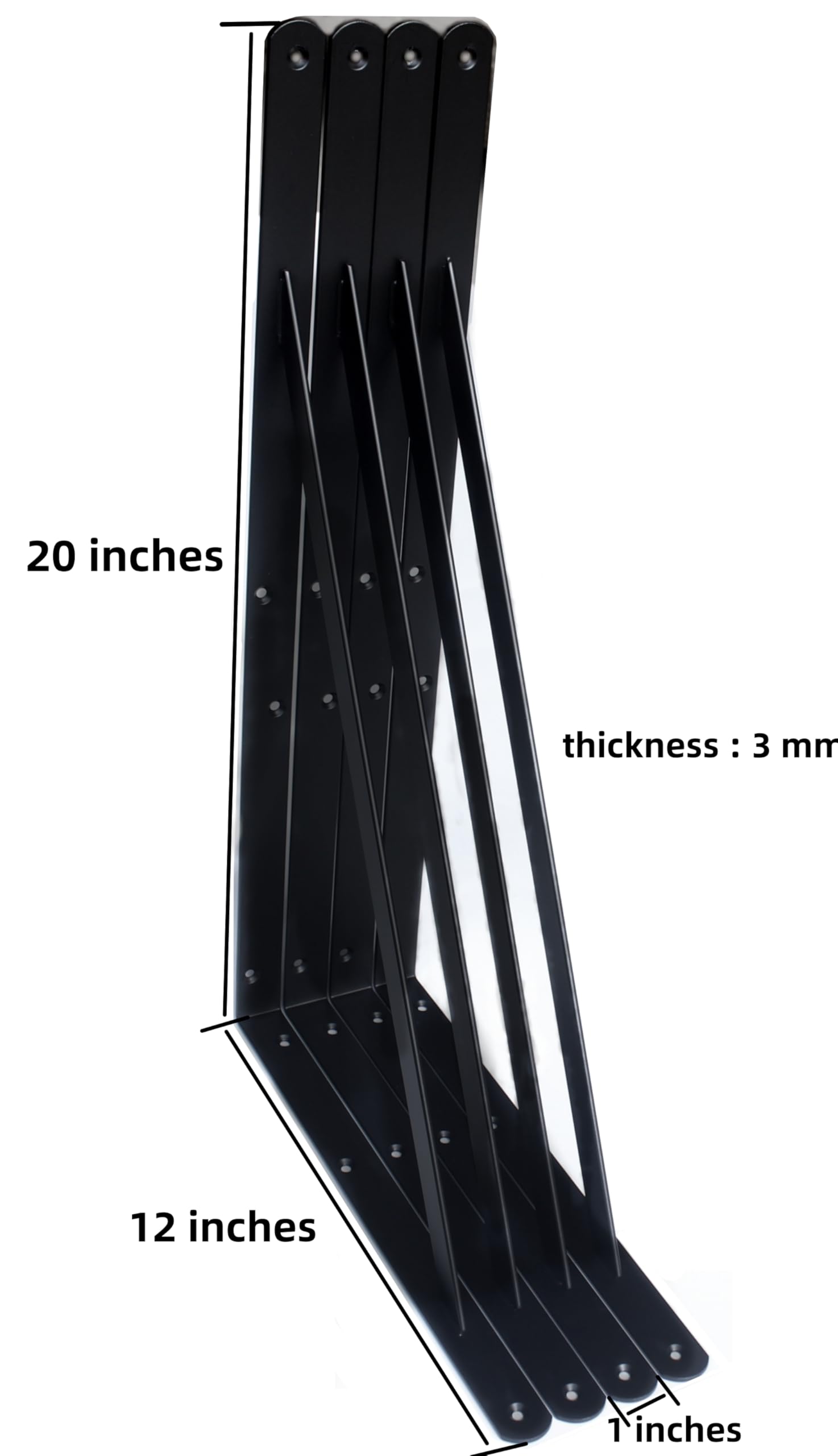 Snapklik.com : 8 Pack L20 X H 12" Black Heavy Duty Shelf Brackets