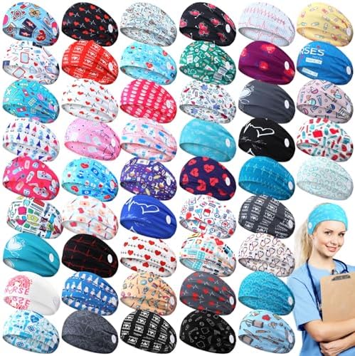 Amazon.com : Jexine 20 Pcs Nurse Headbands with Button for Women ...