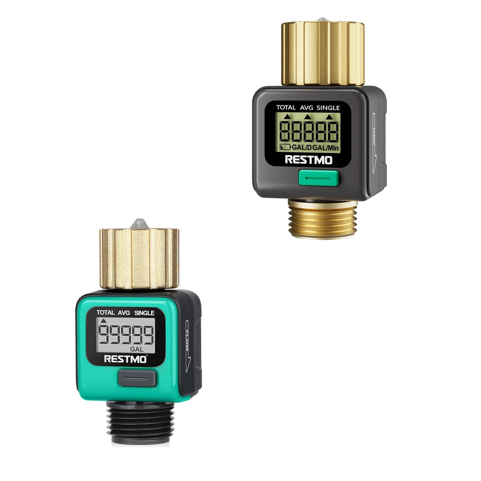 Amazon.com : RESTMO Water Flow Meter with Brass Inlet & Outlet, Measure ...