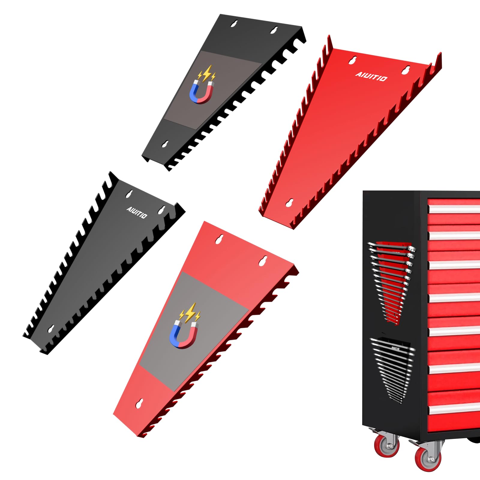 Amazon.com: AIUITIO 4 Pack Magnetic Wrench Organizer, 64-Slot Magnetic ...