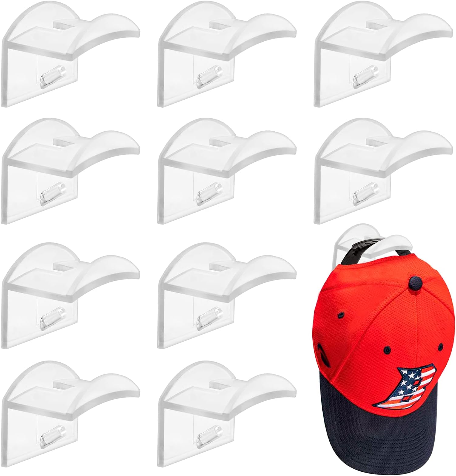 12-Pack Adhesive Hat Hooks for Wall - for Baseball Caps Minimalist Hat ...