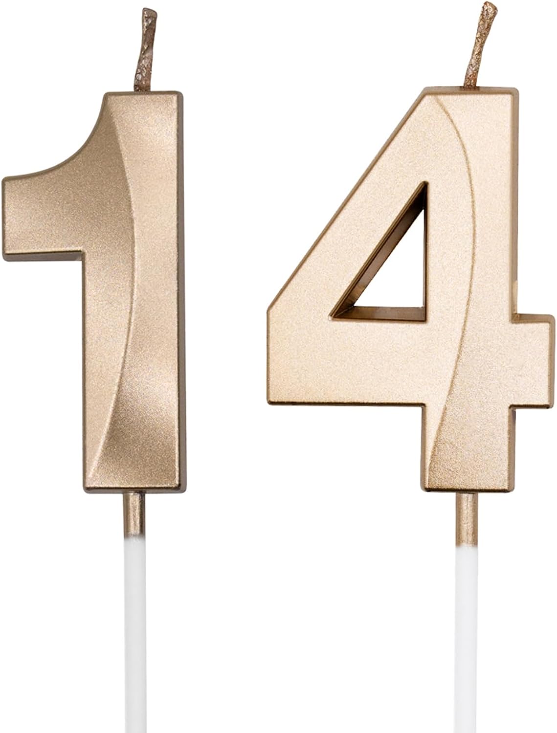 Amazon.com: Champagne Gold 14th & 41st Birthday Candles for Cakes ...